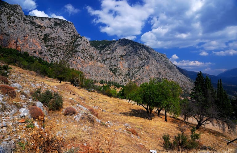 Parnassus Mountains at Delphi, Greece Stock Image - Image of outdoor ...