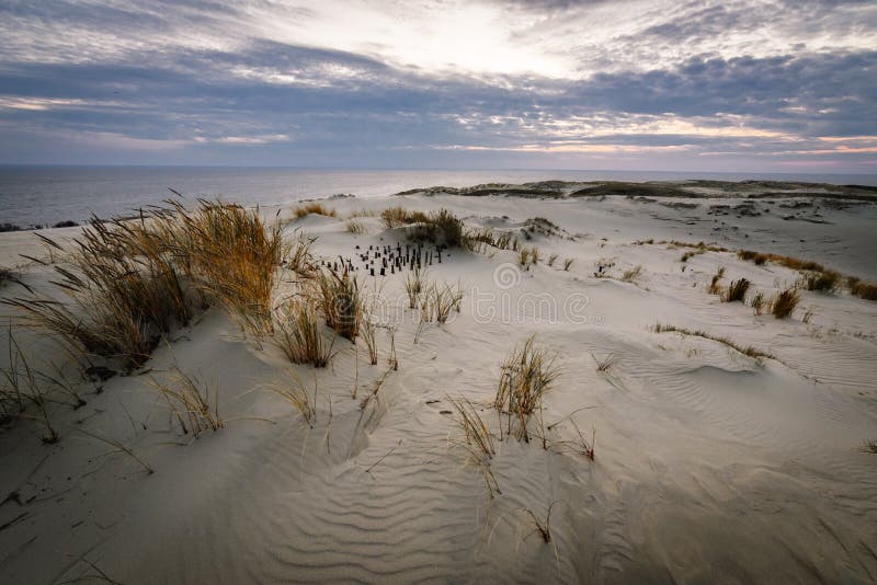 Parnidis Sand Dune in Sunset. Sandy Stairs To Th Curonian Spit, Nida ...
