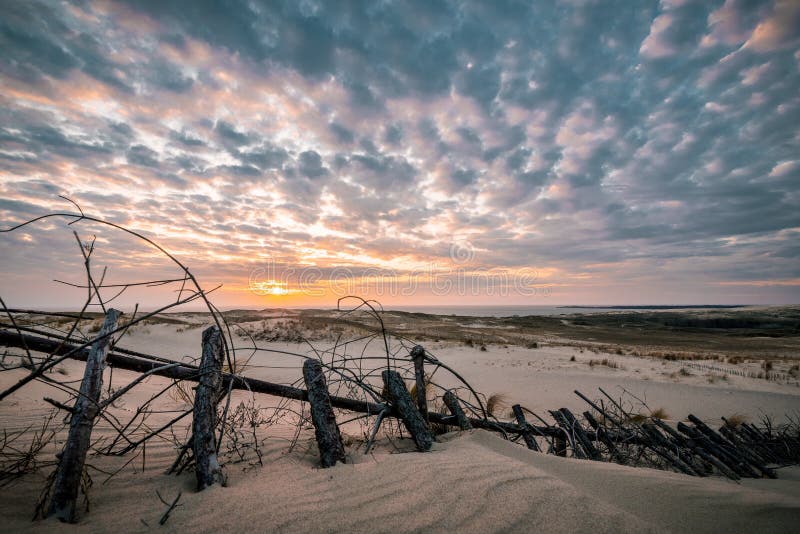 Parnidis Sand Dune in Sunset. Curonian Spit, Nida City, Lithuania Stock ...