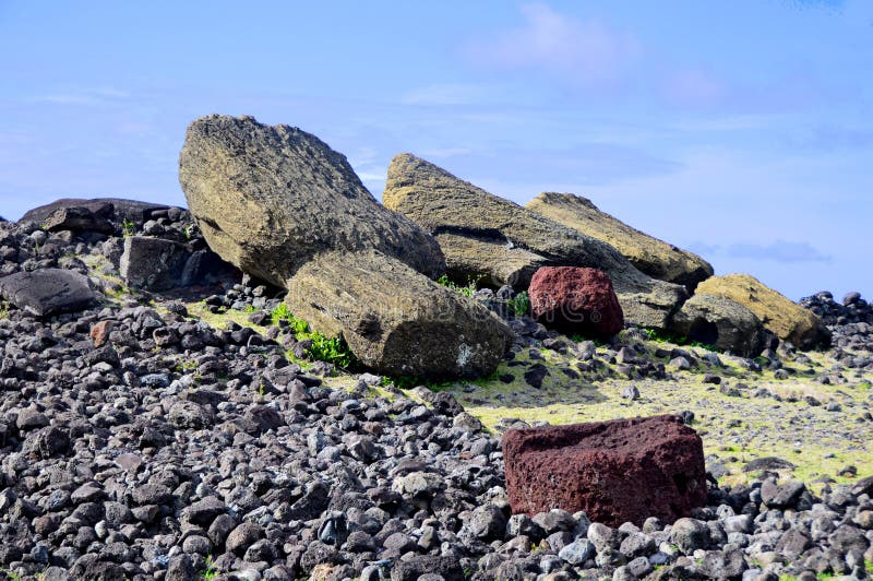 Paro Moai Knocked To the Ground on Easter Island Stock Photo - Image of ...