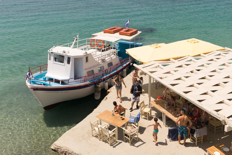 Paros, Greece, 10 August 2015. Arrival of a Boat with Passengers at ...