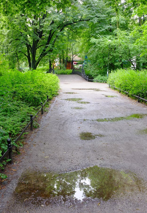 Parque en día lluvioso imagen de archivo. Imagen de apacible - 25573123