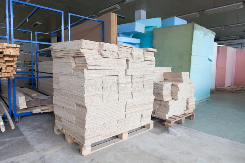 Hardwood Flooring Planks Being Stored in Wood Production Factory Stock ...