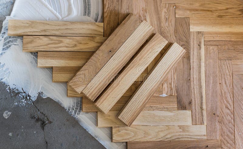 Parquet Installation in Herringbone Arrangement Stock Photo - Image of ...