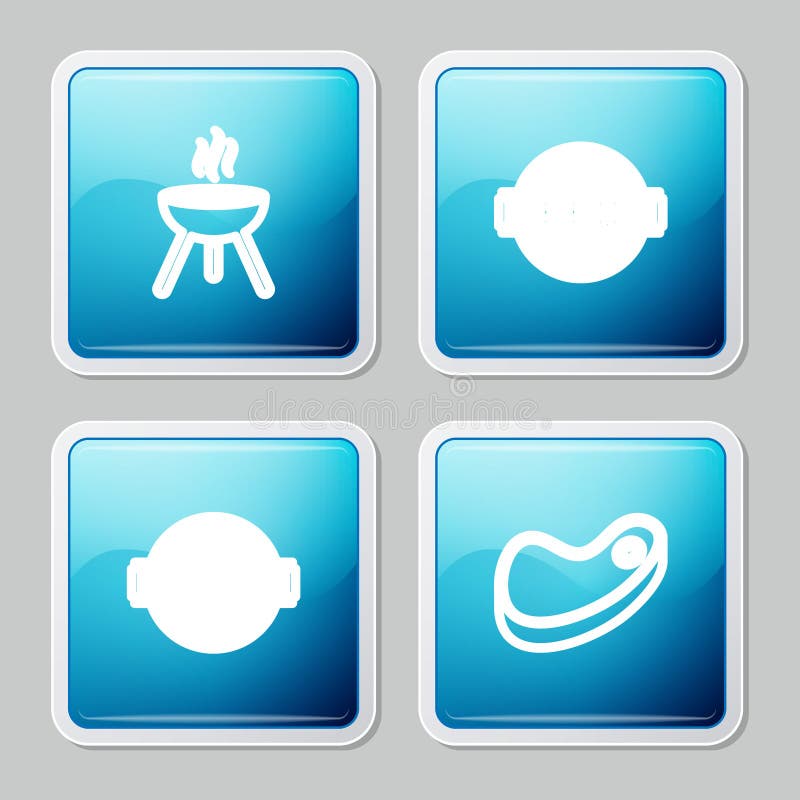 Parrillada Barbacoa Con Salchicha Y Filete Icono. Vector Ilustración ...