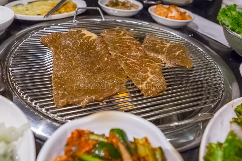 Rebanada Fría De La Carne De Vaca De La Parrilla Coreana Del Bbq Imagen ...