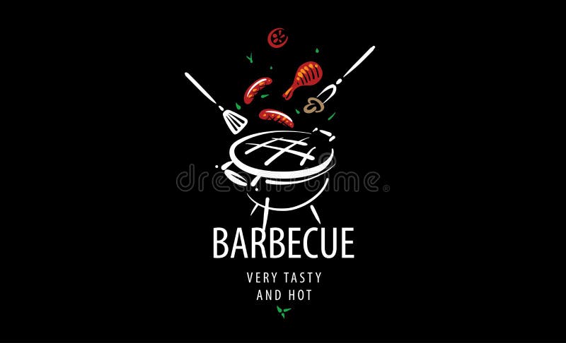 Parrillada Vector Dibujada Aislada En Fondo Negro Ilustración del ...