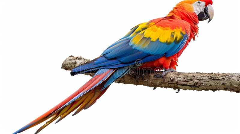 Single Parrot Sitting on Branch . Stock Illustration - Illustration of ...
