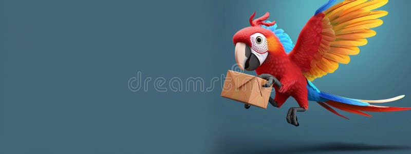 Parrot with Box Delivery Concept Stock Illustration - Illustration of ...