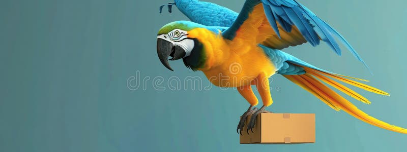 Parrot with Box Delivery Concept Stock Illustration - Illustration of ...