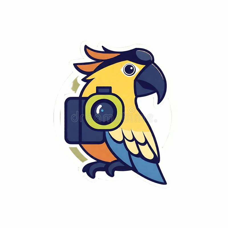 Parrot with Camera Cartoon Illustration Stock Illustration ...