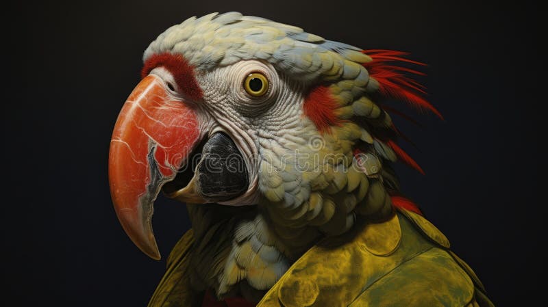Colorful Parrot Illustration with Realistic and Creepy Vibes Stock ...
