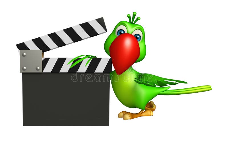 Parrot Cartoon Character with Clapboard Stock Illustration ...