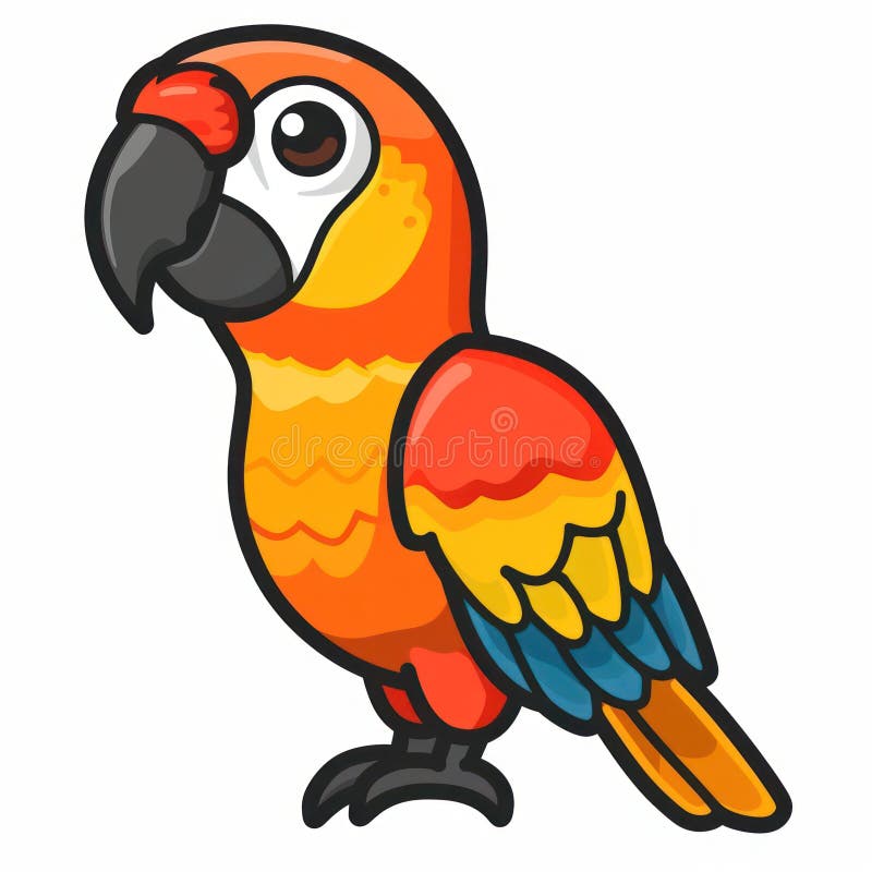 Parrot Cartoon Flat Illustration Minimal Line Art Stock Illustration ...