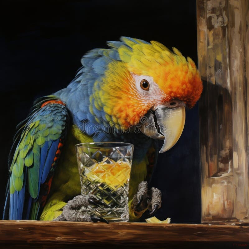 Funny Drinking Cartoon Parrot Stock Illustrations – 11 Funny Drinking ...