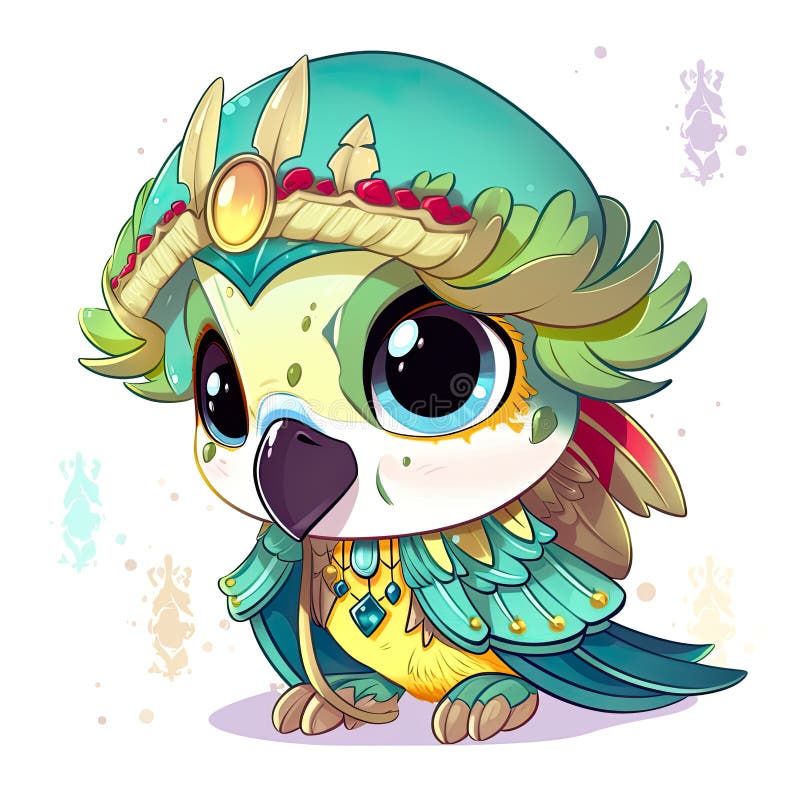 Parrot, Exotic Prince, Cartoon Chibi Style, AI Generative Stock ...