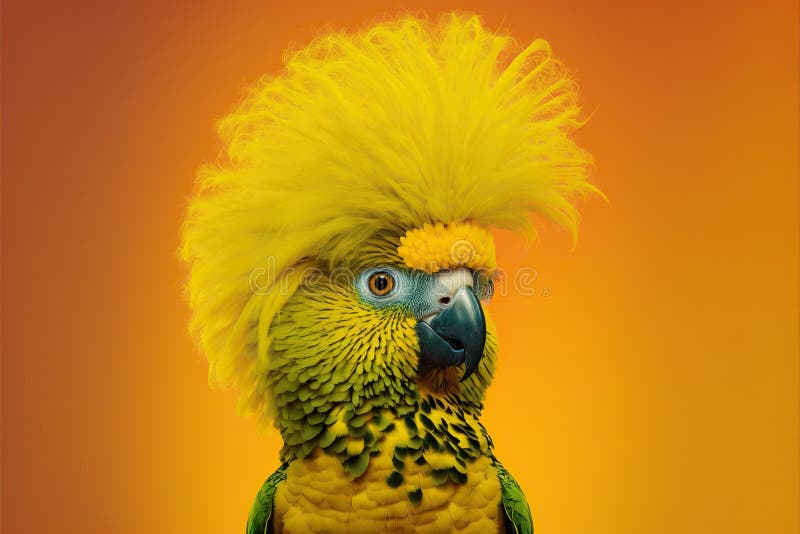 Parrot with Fluffy Hairstyle. Created with Generative AI Technology ...