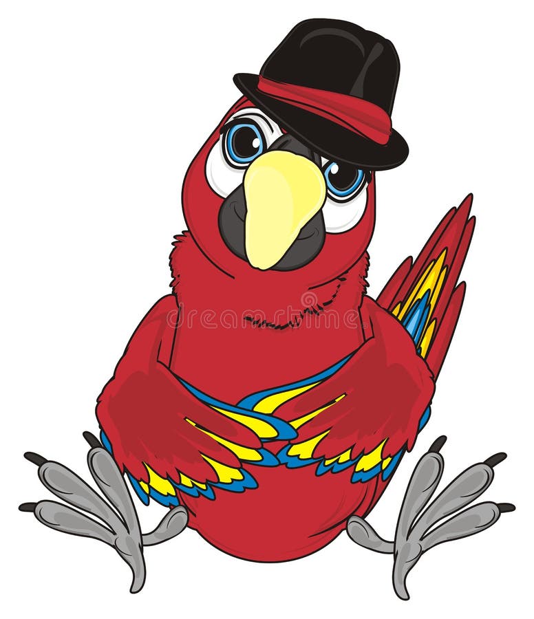 Parrot with hat stock illustration. Illustration of animal - 88545729