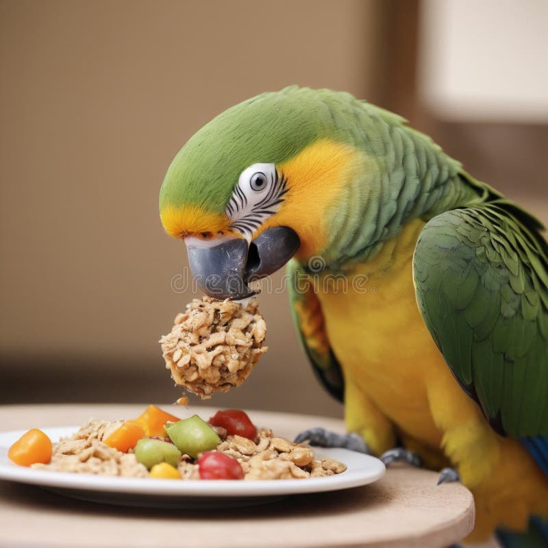 Parrot Eating the Food. Parrot Food is Scattered Stock Illustration ...