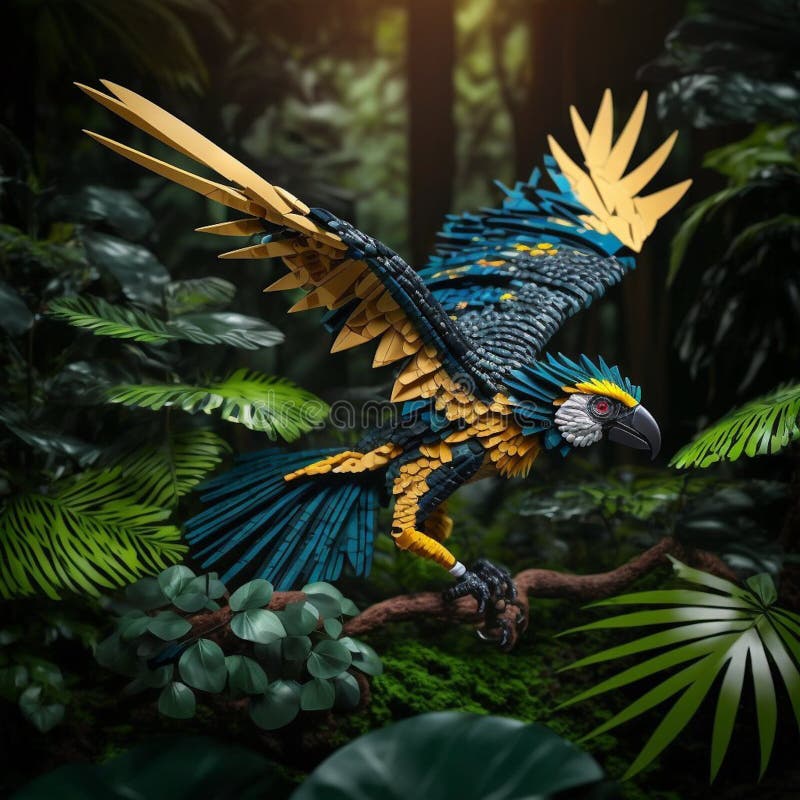 Parrot Lego in jungle stock illustration. Illustration of jung - 271190185