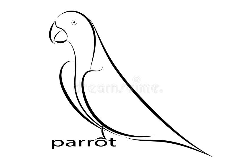 Parrot Line Art with Monochrome Pattern on Floral Design Stock ...