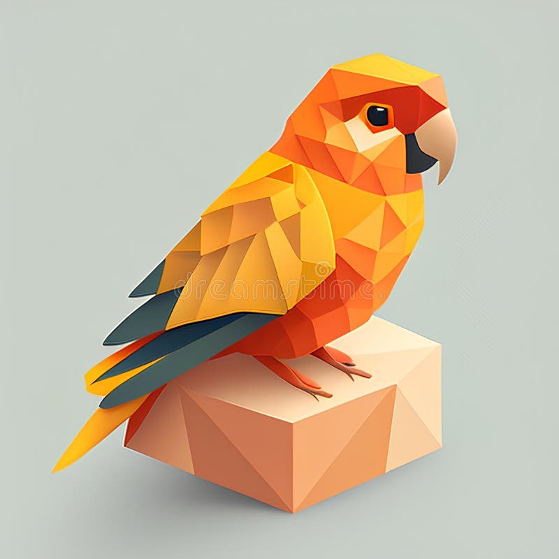 Parrot in Low Poly Style. Vector Illustration. Isolated on Gray ...
