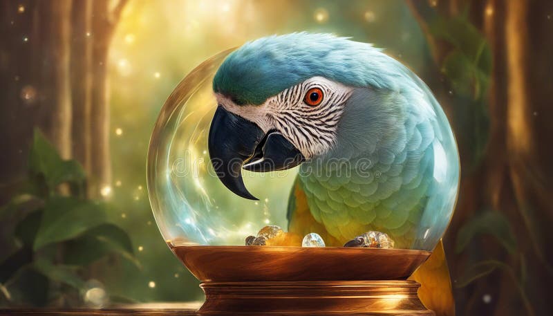 Parrot. Magic Parrot with a Crystal Ball. Fantasy Bird. the Interior of ...