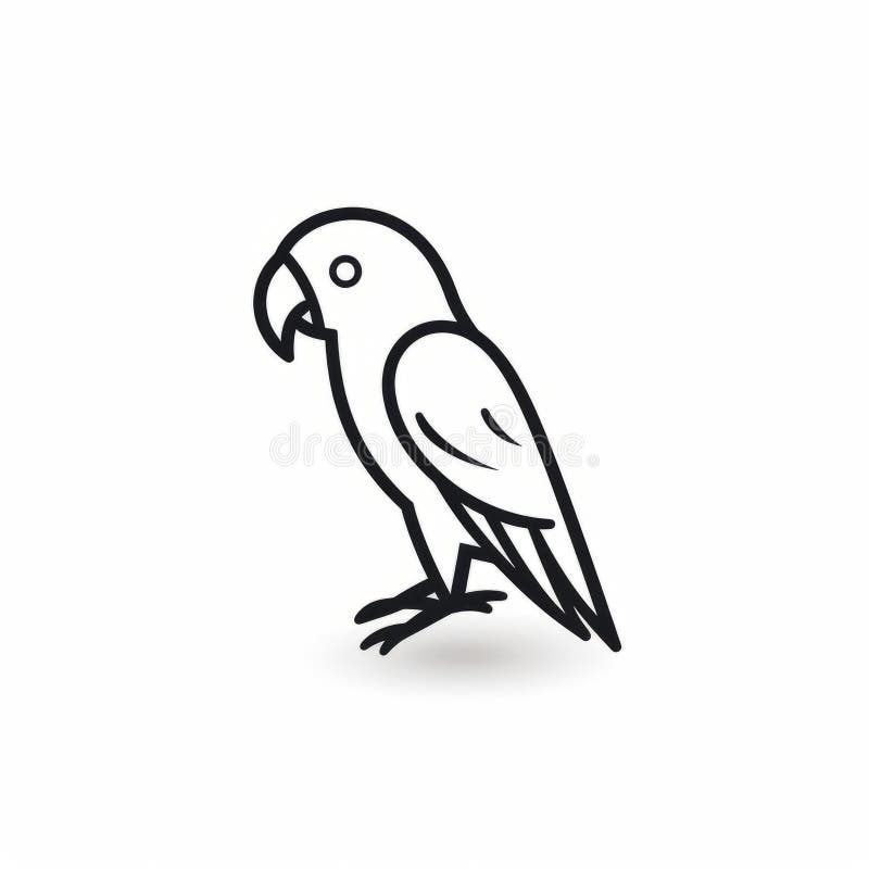 Simplistic Cartoon Parrot Line Icon by David Yarrow Stock Illustration ...