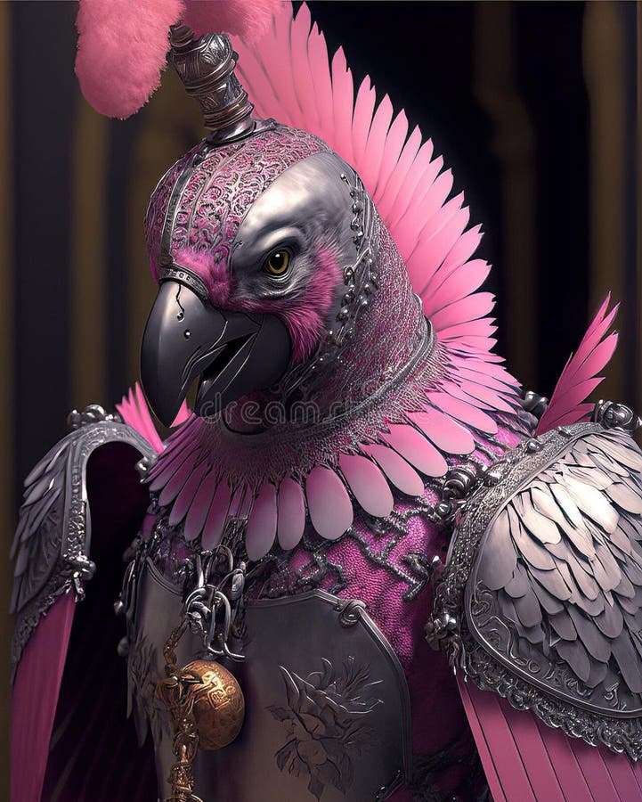 A Parrot pink with armor stock illustration. Illustration of flower ...