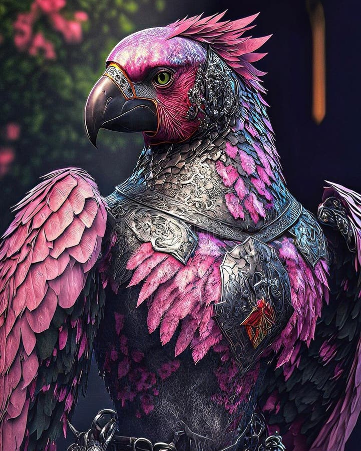 A Parrot pink with armor stock illustration. Illustration of animal ...