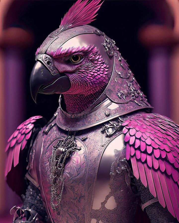 A Parrot pink with armor stock illustration. Illustration of head ...