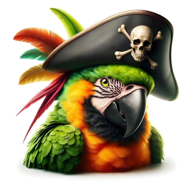 Parrot with pirate hat stock illustration. Illustration of silhouettes ...
