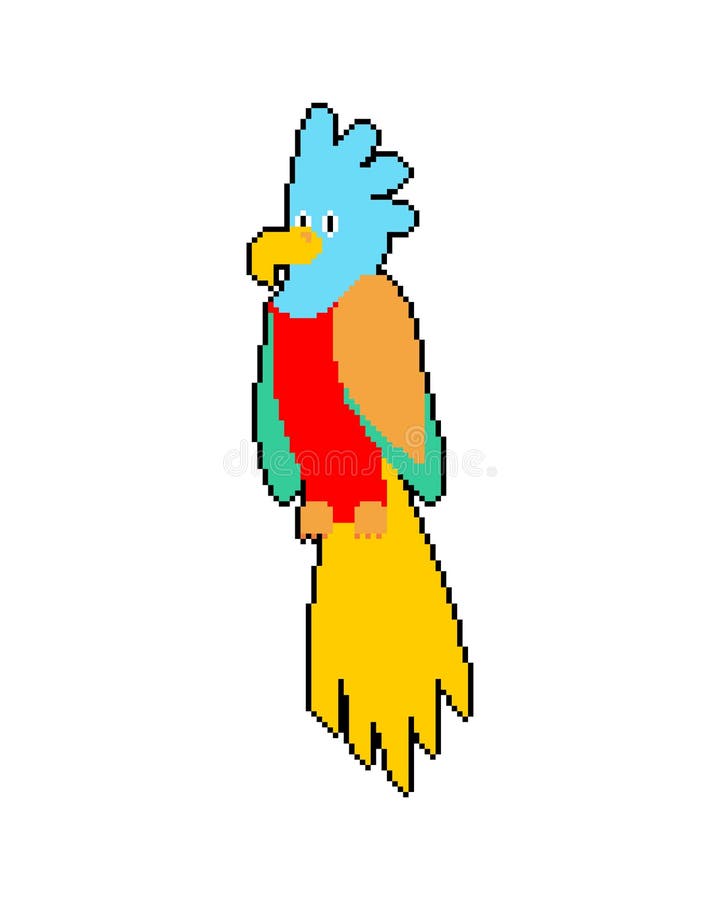 Parrot Pixel Art. Pixelated Talking Bird for Pirate 8 Bit Stock Vector ...