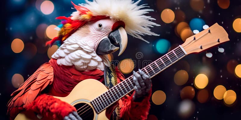 A Parrot Playing the Guitar in a Snowman Costume. Generative AI Stock ...