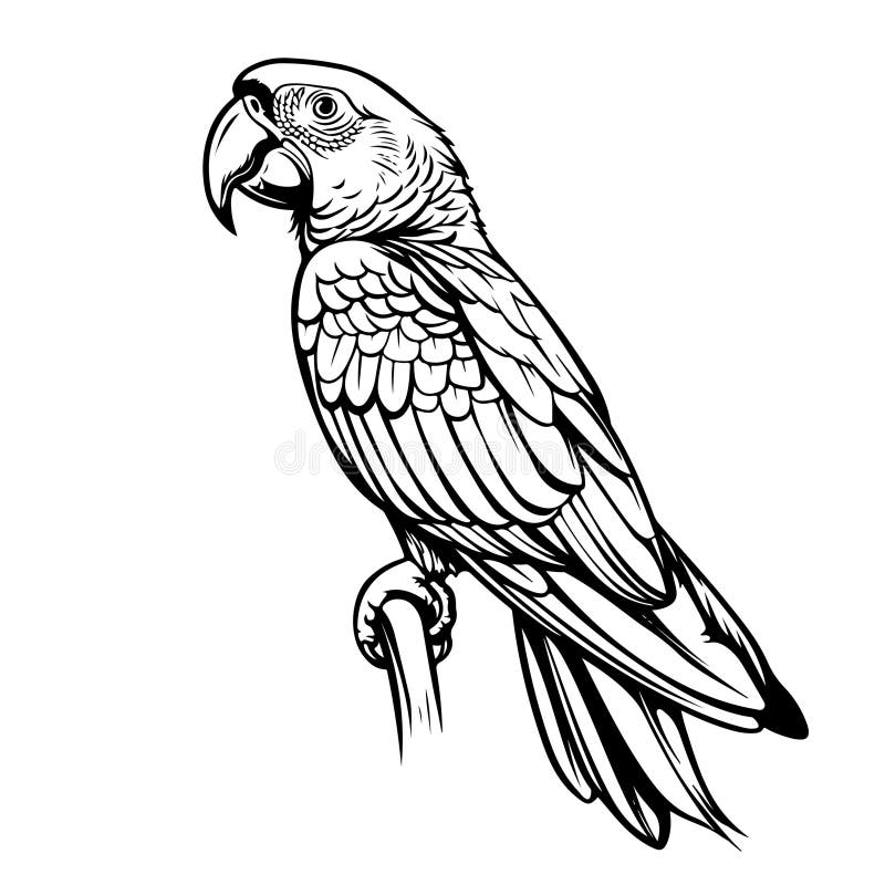 Parrot Sitting Sketch Illustration Stock Vector - Illustration of ...