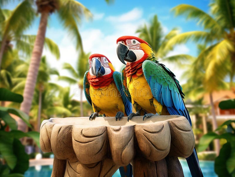 Parrot Statue at a Resort Made with Generative AI Illustration Stock ...