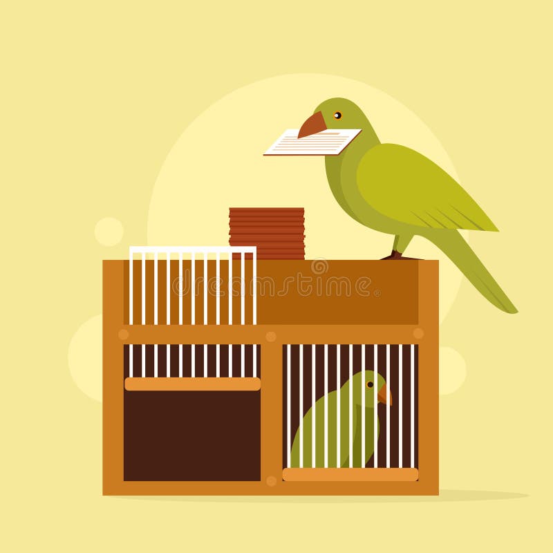 A Parrot Picking a Card for Fortune Reading Stock Illustration ...