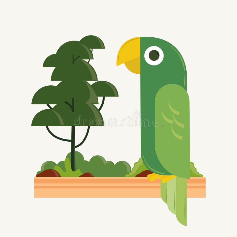 Parrot and tree stock vector. Illustration of leaf, branch - 265643826