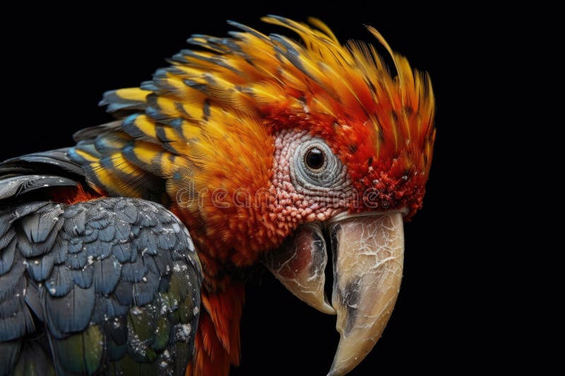 Parrot Using Beak To Carefully Preen Wing Feathers Stock Image - Image ...