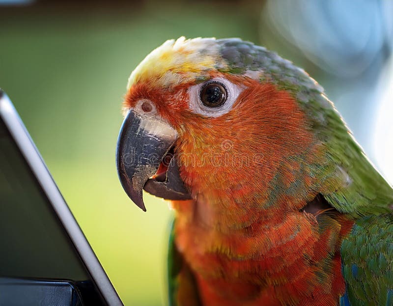 Parrot Using Laptop Computer Stock Photo - Image of colorful, beautiful ...