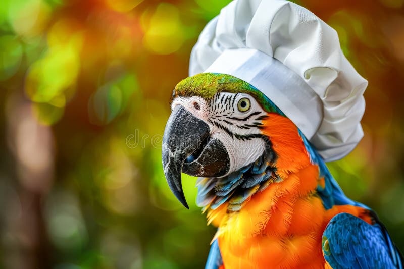 Parrot Wearing a Chef S Hat and Apron Stock Photo - Image of colorful ...