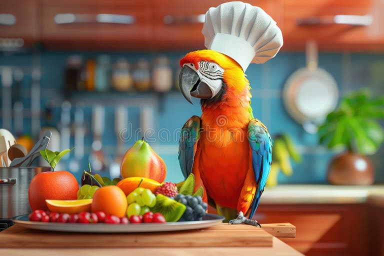 A Parrot is Wearing a Chef S Hat with Generative AI Stock Illustration ...