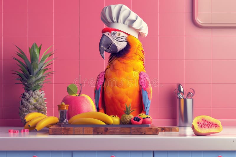 A Parrot is Wearing a Chef S Hat with Generative AI Stock Illustration ...