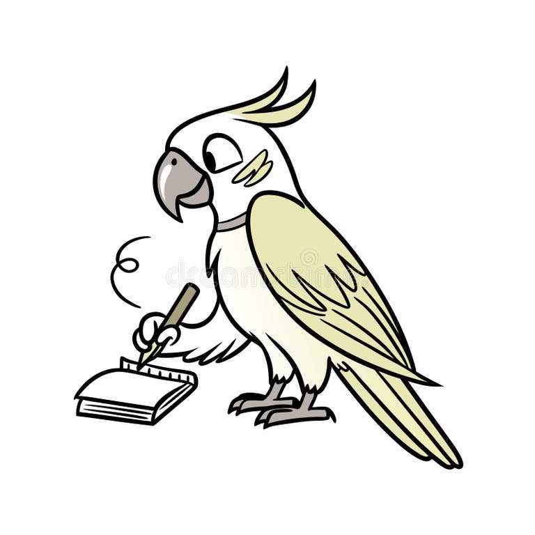 Parrots Writing Effort while Hurting Stock Illustration - Illustration ...