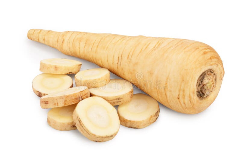 Parsnip Root and Slices Isolated on White Background Closeup Stock ...