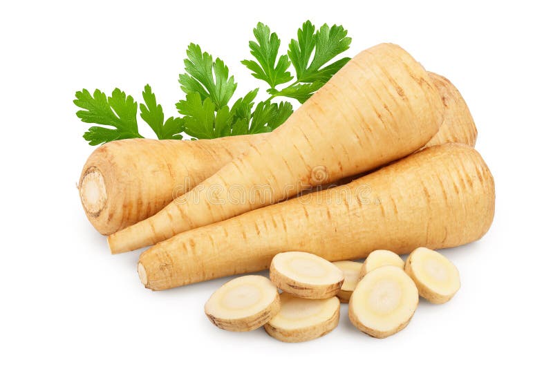 Parsnip Root and Slices Isolated on White Background Closeup Stock ...