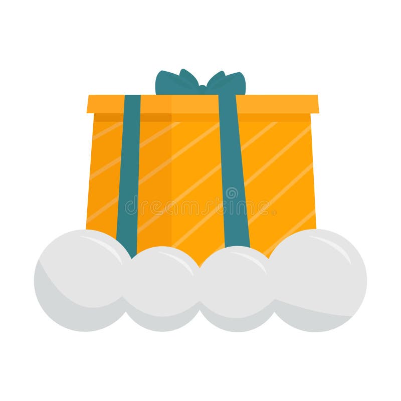 Gift Box with Bow in Cloud. Vector Illustration in Flat Style Stock ...