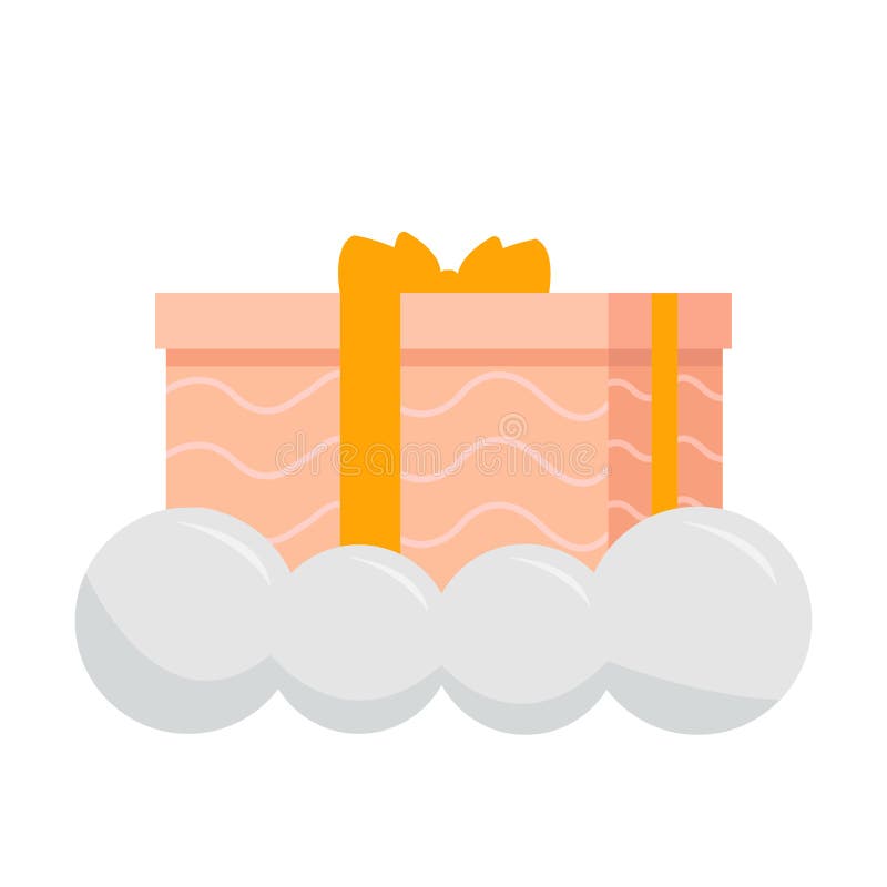 Gift Box with Bow in Cloud. Vector Illustration in Flat Style Stock ...
