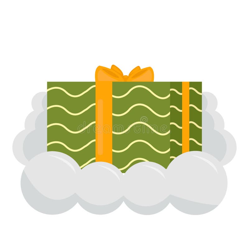 Gift Box with Bow in Cloud. Vector Illustration in Flat Style Stock ...
