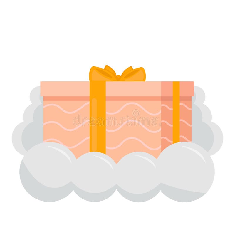 Gift Box with Bow in Cloud. Vector Illustration in Flat Style Stock ...
